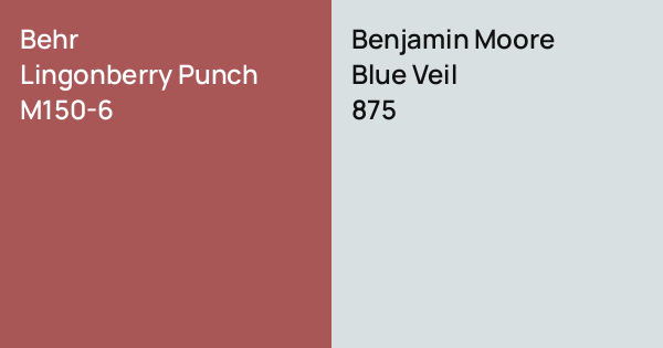 Behr Lingonberry Punch vs. Benjamin Moore Blue Veil comparison