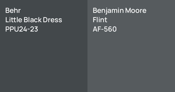 Behr Little Black Dress vs. Benjamin Moore Flint comparison