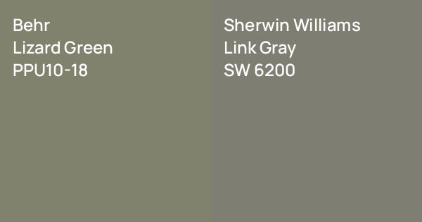 Behr Lizard Green vs. Sherwin Williams Link Gray comparison