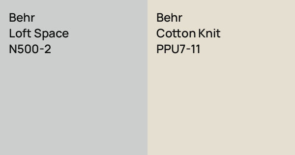 Behr Loft Space vs. Behr Cotton Knit comparison