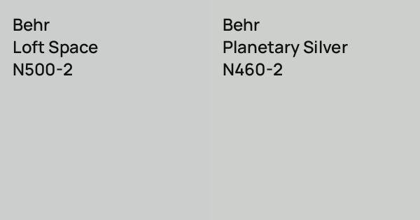 Behr Loft Space vs. Behr Planetary Silver comparison