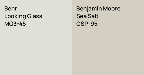 Behr Looking Glass vs. Benjamin Moore Sea Salt comparison