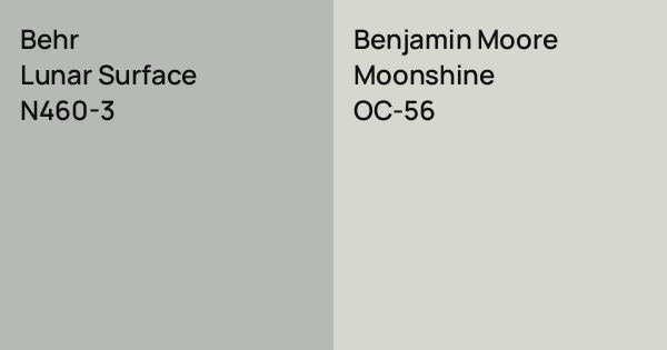 Behr Lunar Surface vs. Benjamin Moore Moonshine comparison