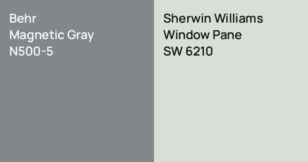 Behr Magnetic Gray vs. Sherwin Williams Window Pane comparison