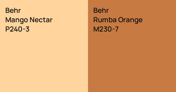Behr Mango Nectar vs. Behr Rumba Orange comparison