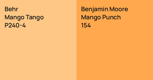 Behr Mango Tango vs. Benjamin Moore Mango Punch comparison