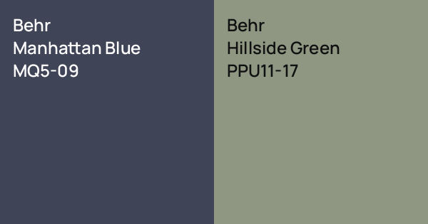 Behr Manhattan Blue vs. Behr Hillside Green comparison