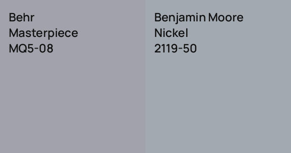 Behr Masterpiece vs. Benjamin Moore Nickel comparison