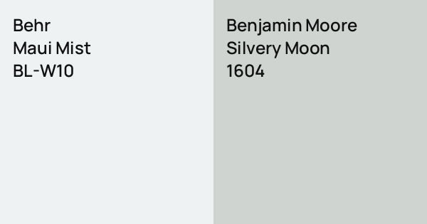 Behr Maui Mist vs. Benjamin Moore Silvery Moon comparison