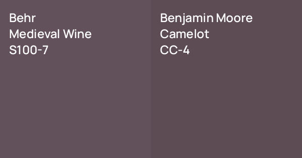 Behr Medieval Wine vs. Benjamin Moore Camelot comparison