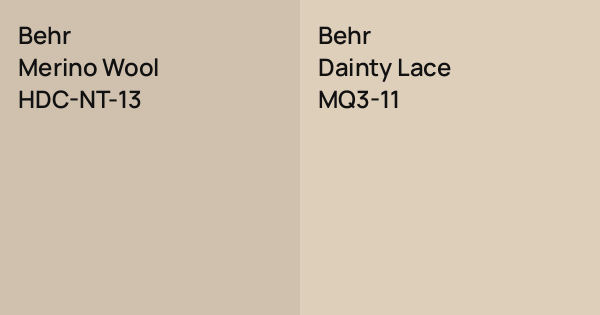 Behr Merino Wool vs. Behr Dainty Lace comparison