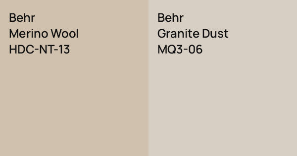 Behr Merino Wool vs. Behr Granite Dust comparison