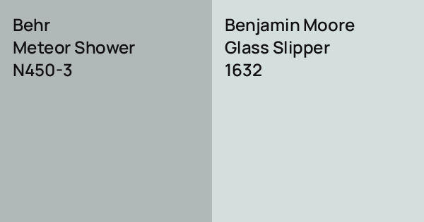 Behr Meteor Shower vs. Benjamin Moore Glass Slipper comparison