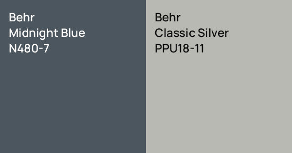Behr Midnight Blue vs. Behr Classic Silver comparison