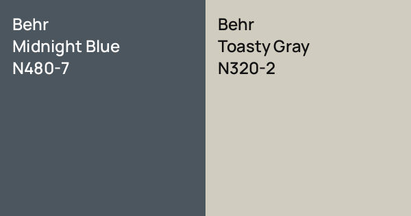 Behr Midnight Blue vs. Behr Toasty Gray comparison