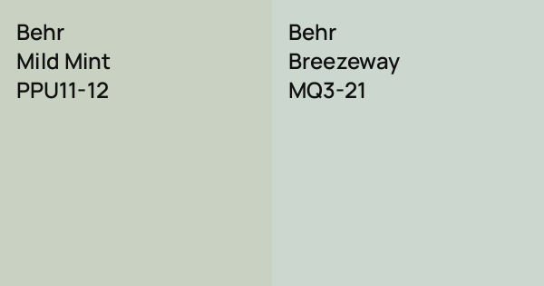 Behr Mild Mint vs. Behr Breezeway comparison