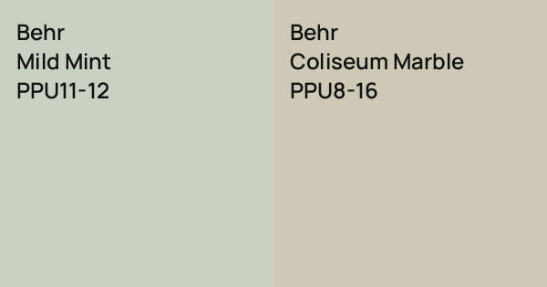 Behr Mild Mint vs. Behr Coliseum Marble comparison