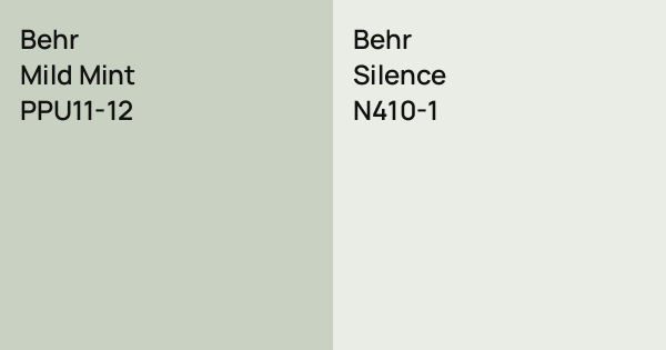 Behr Mild Mint vs. Behr Silence comparison