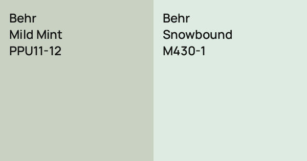 Behr Mild Mint vs. Behr Snowbound comparison