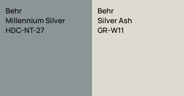 Behr Millennium Silver vs. Behr Silver Ash comparison
