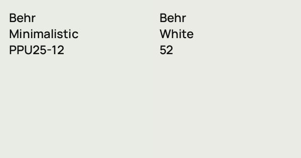 Behr Minimalistic vs. Behr White comparison