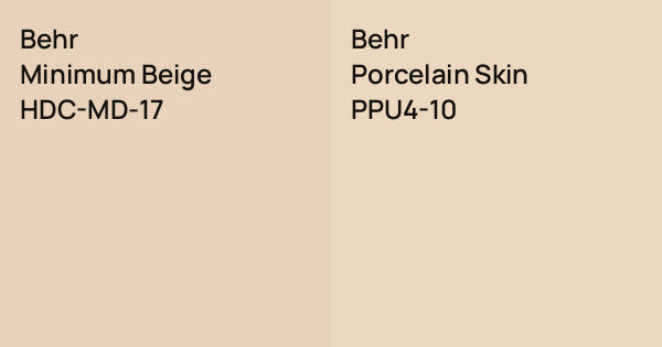 Behr Minimum Beige vs. Behr Porcelain Skin comparison