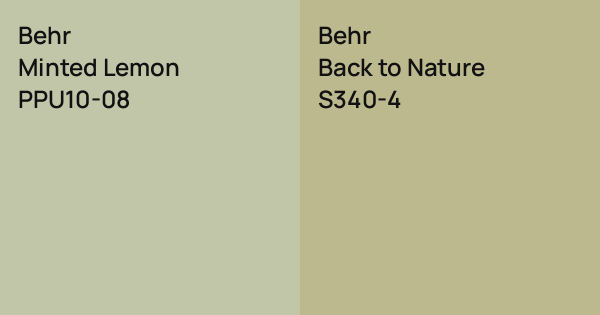 Behr Minted Lemon vs. Behr Back to Nature comparison