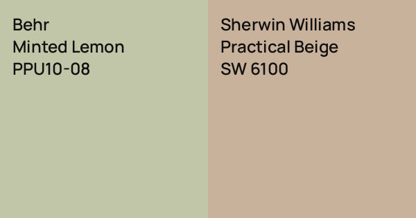 Behr Minted Lemon vs. Sherwin Williams Practical Beige comparison