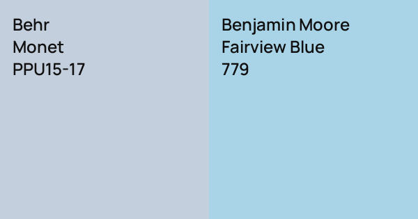 Behr Monet vs. Benjamin Moore Fairview Blue comparison