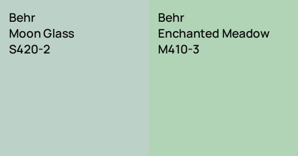 Behr Moon Glass vs. Behr Enchanted Meadow comparison