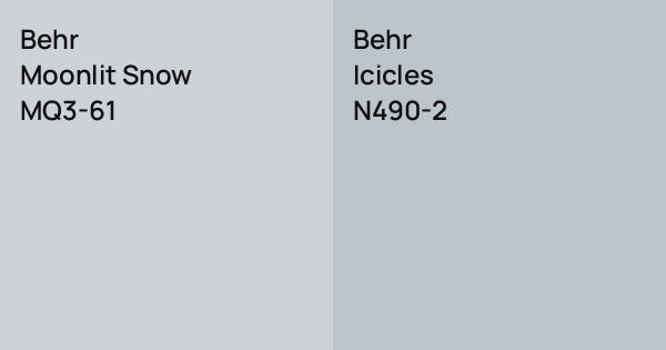 Behr Moonlit Snow vs. Behr Icicles comparison