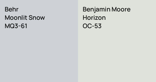 Behr Moonlit Snow vs. Benjamin Moore Horizon comparison
