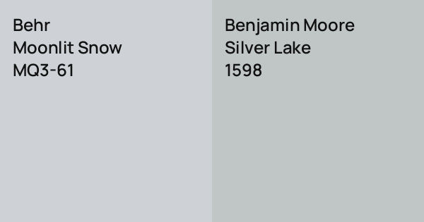 Behr Moonlit Snow vs. Benjamin Moore Silver Lake comparison
