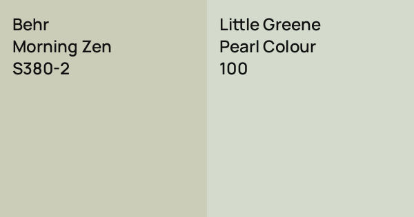 Behr Morning Zen vs. Little Greene Pearl Colour comparison