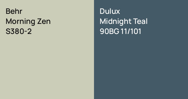 Behr Morning Zen vs. Dulux Midnight Teal comparison