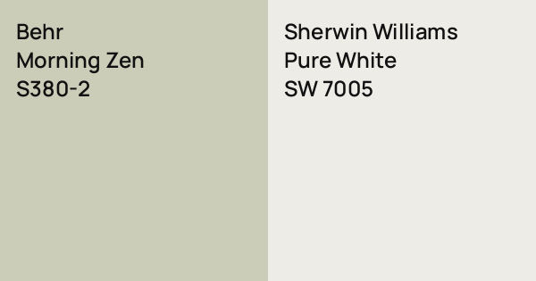 Behr Morning Zen vs. Sherwin Williams Pure White comparison
