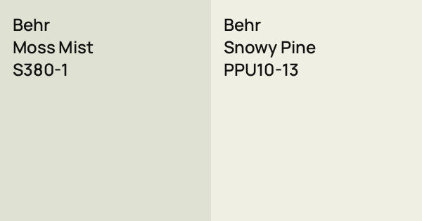 Behr Moss Mist vs. Behr Snowy Pine comparison