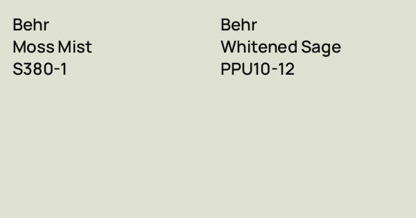 Behr Moss Mist vs. Behr Whitened Sage comparison