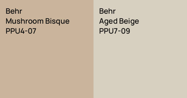 Behr Mushroom Bisque vs. Behr Aged Beige comparison