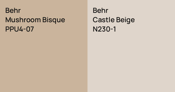 Behr Mushroom Bisque vs. Behr Castle Beige comparison