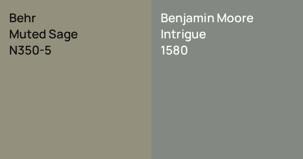 Behr Muted Sage vs. Benjamin Moore Intrigue comparison
