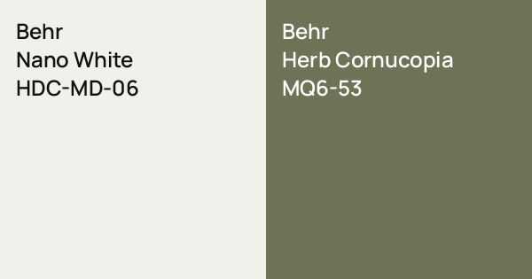 Behr Nano White vs. Behr Herb Cornucopia comparison