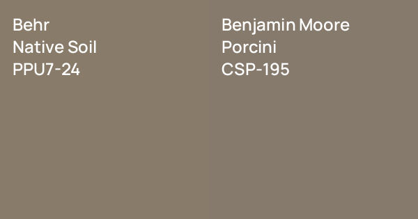 Behr Native Soil vs. Benjamin Moore Porcini comparison