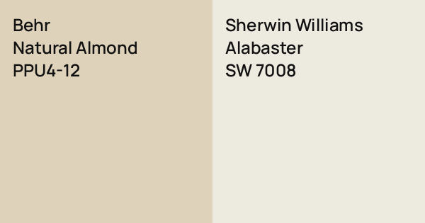 Behr Natural Almond vs. Sherwin Williams Alabaster comparison
