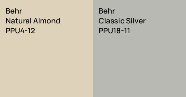 Behr Natural Almond vs. Behr Classic Silver comparison