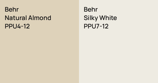 Behr Natural Almond vs. Behr Silky White comparison