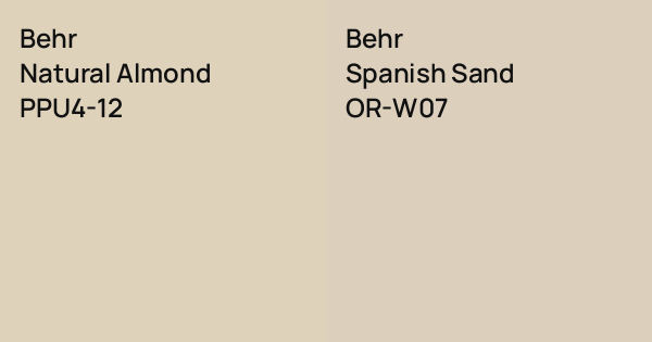 Behr Natural Almond vs. Behr Spanish Sand comparison