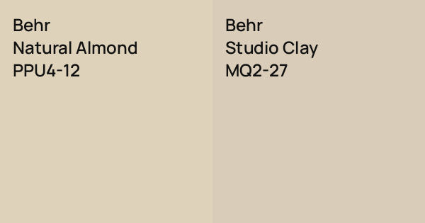 Behr Natural Almond vs. Behr Studio Clay comparison