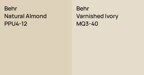 Behr Natural Almond vs. Behr Varnished Ivory comparison