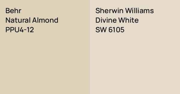 Behr Natural Almond vs. Sherwin Williams Divine White comparison